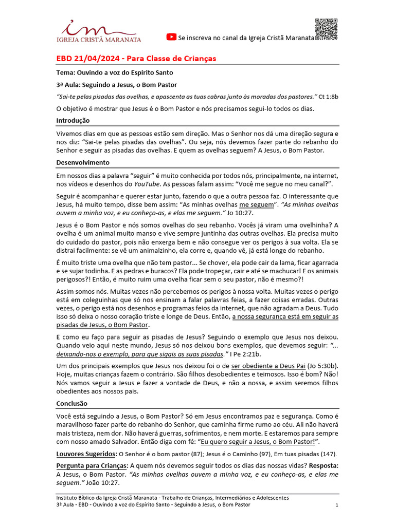 3a Aula_EBD_CIA_Ouvindo a voz do Espirito Santo_Seguindo a Jesus o Bom ...