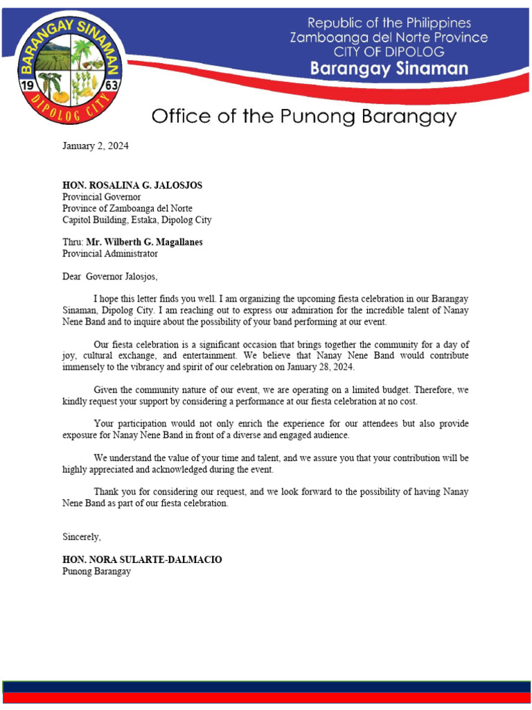 Letter For Band-Fiesta | PDF