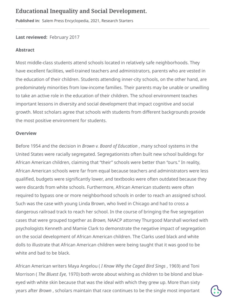 Educational Inequality and Social Development | Download Free PDF ...