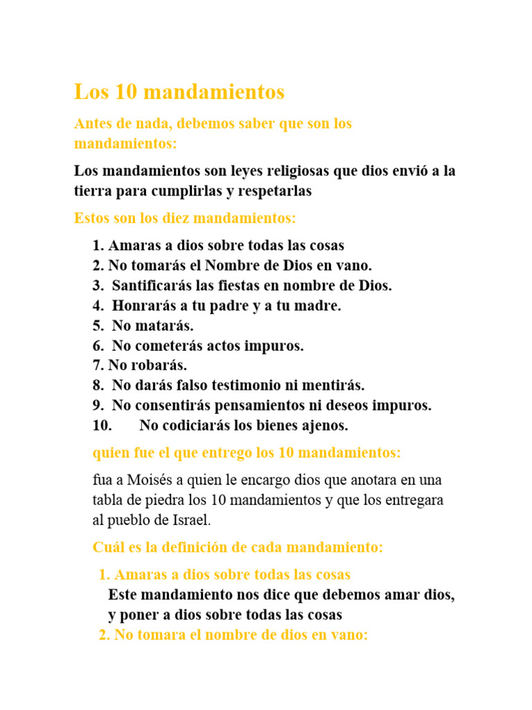 Los 10 mandamientos | PDF