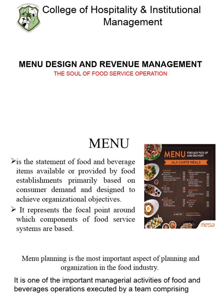 Menu Planning in Hospitality Management | PDF | Menu | Meal