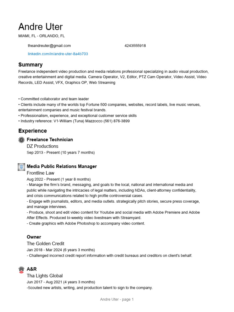 Resume Andre Uter | Download Free PDF | Mass Media | Multimedia