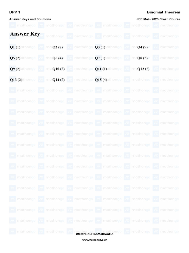 Binomial Theorem DPP 1 Solutions | PDF
