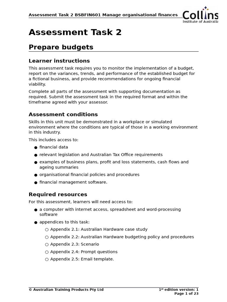 DONE2 BSBFIN601 Assessment Task 2 | PDF | Taxes | Expense
