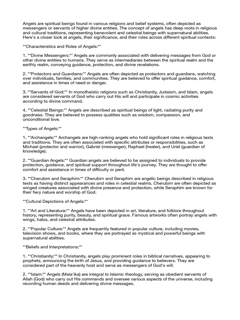 Angels Paper | PDF | Angel | Prophets And Messengers In Islam