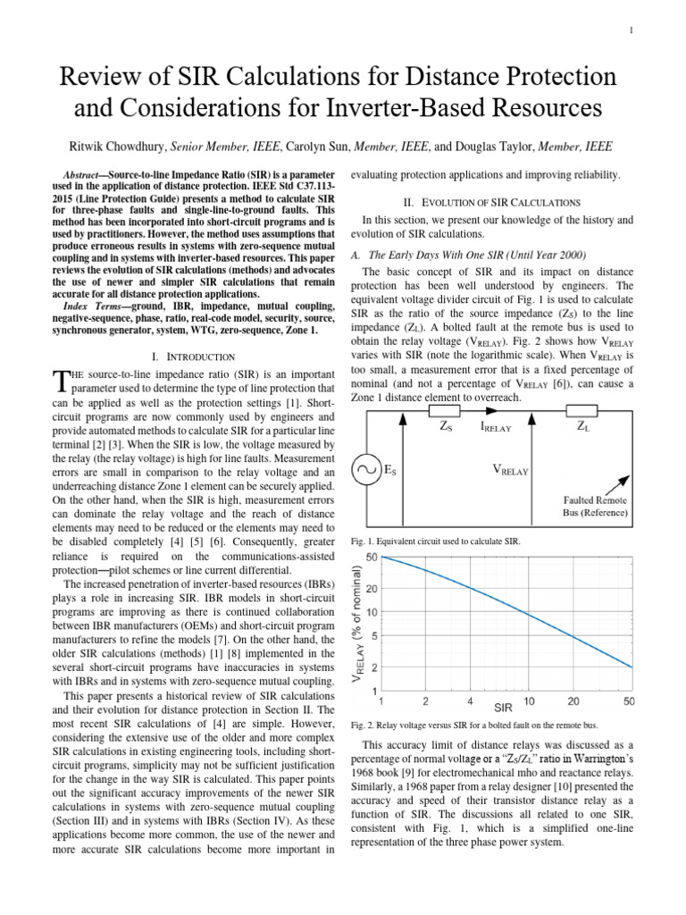 Review of SIR Calculations For Distance Protection | PDF | Electrical ...