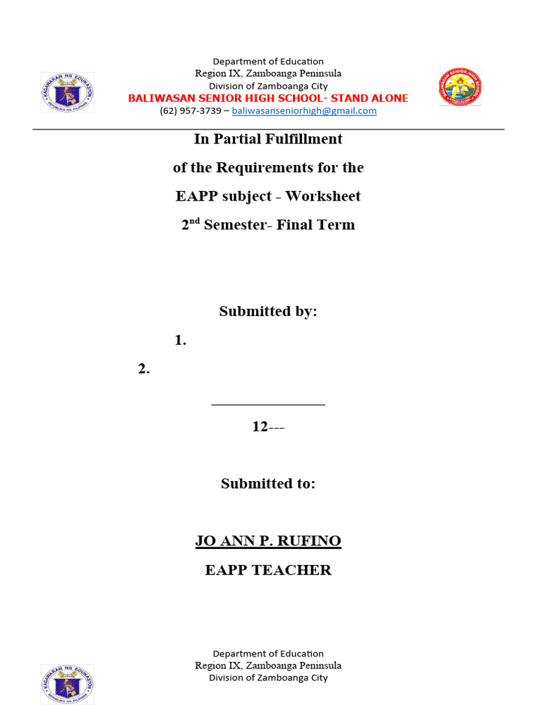 Final Term Worksheet 3 Position Paper | PDF
