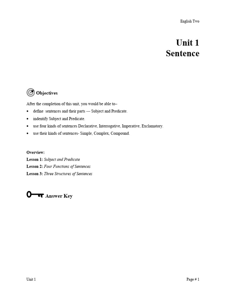 Unit-01 Sentence | PDF | Question | Subject (Grammar)
