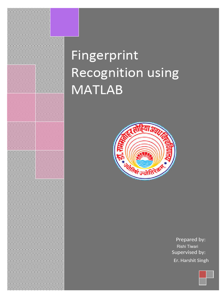 Fingerprint Recognition Using MATLAB PDF | PDF | Fingerprint | Biometrics
