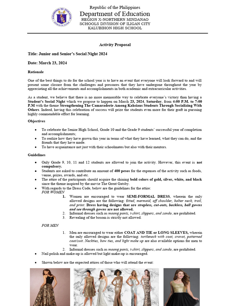 Students Night Proposal | PDF | Necktie | Fashion