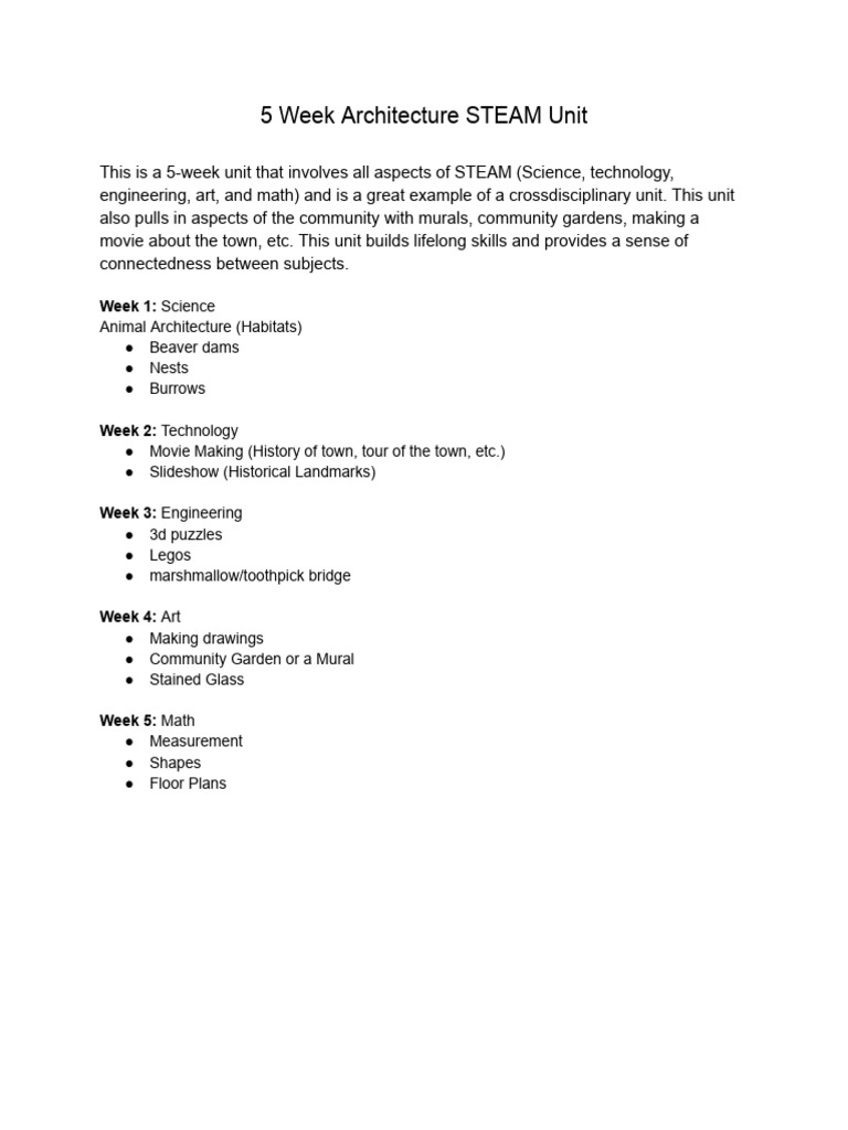 Standard 7 - 5 Week Architecture Steam Unit | PDF