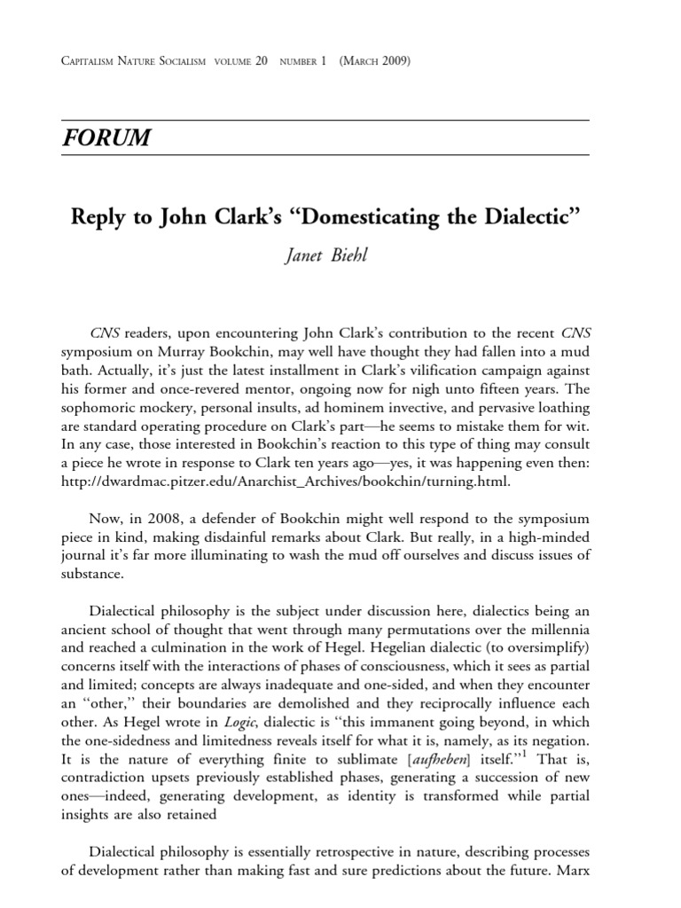 Dialectics and Bookchin | PDF | Dialectic | Philosophical Theories