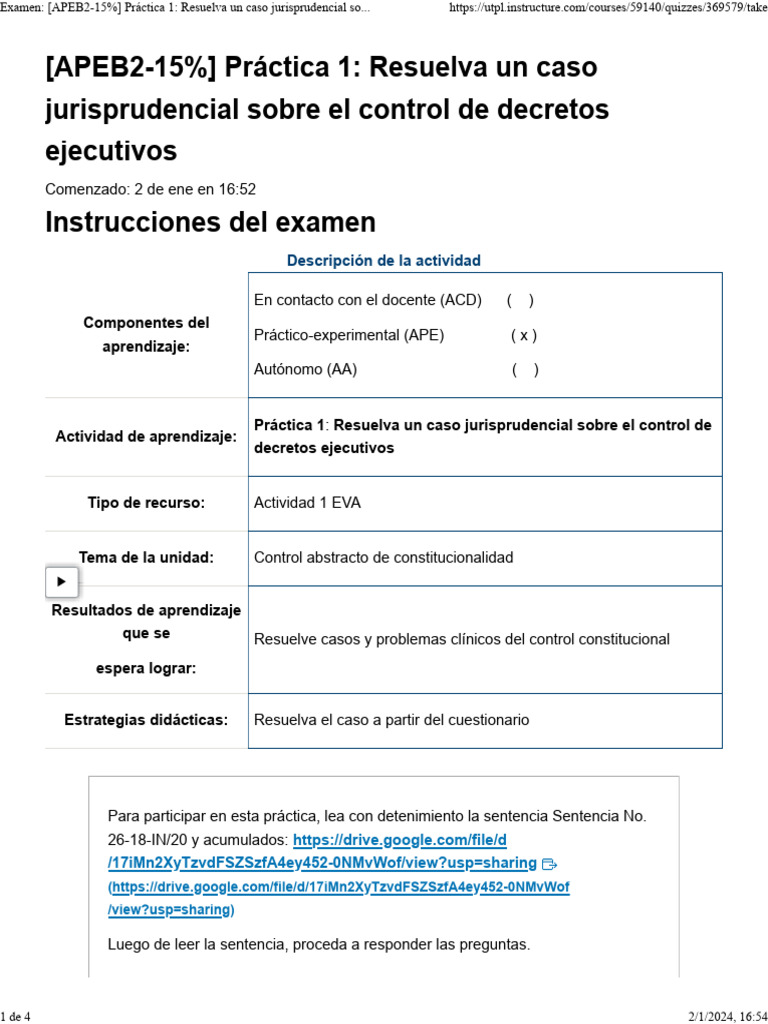 Examen (APEB2-15 - ) Práctica 1 Resuelva Un Caso Jurisprudencial Sobre ...