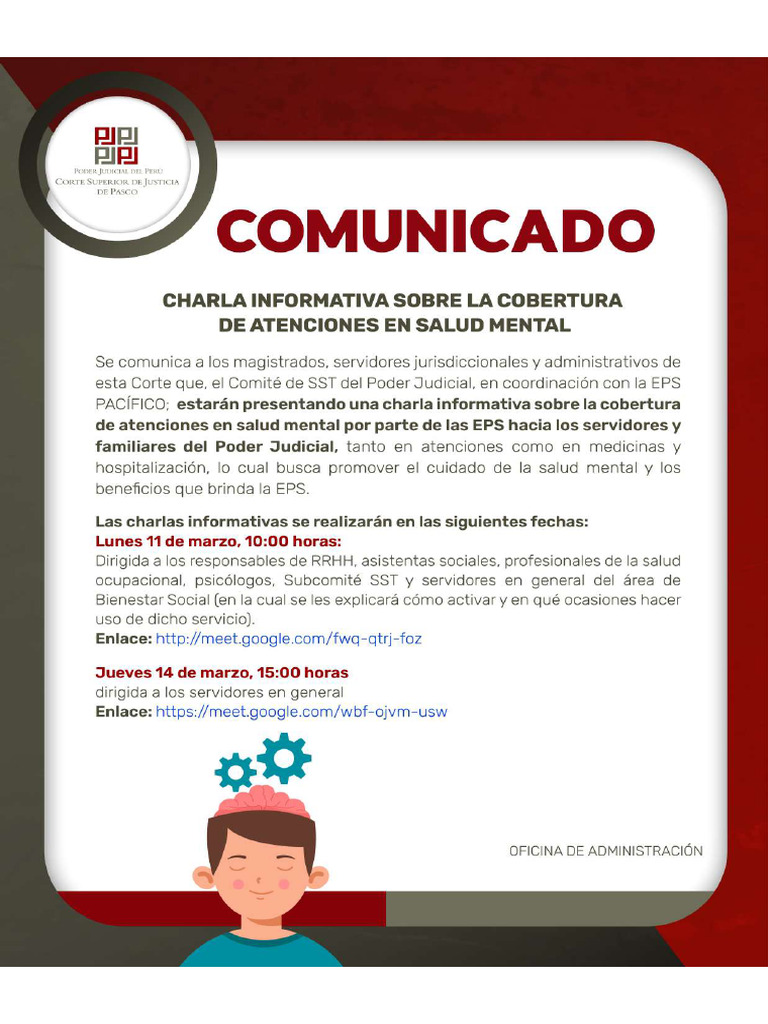 COMUNICADOS PCHARLA SALUD MENTAL MARZO | PDF