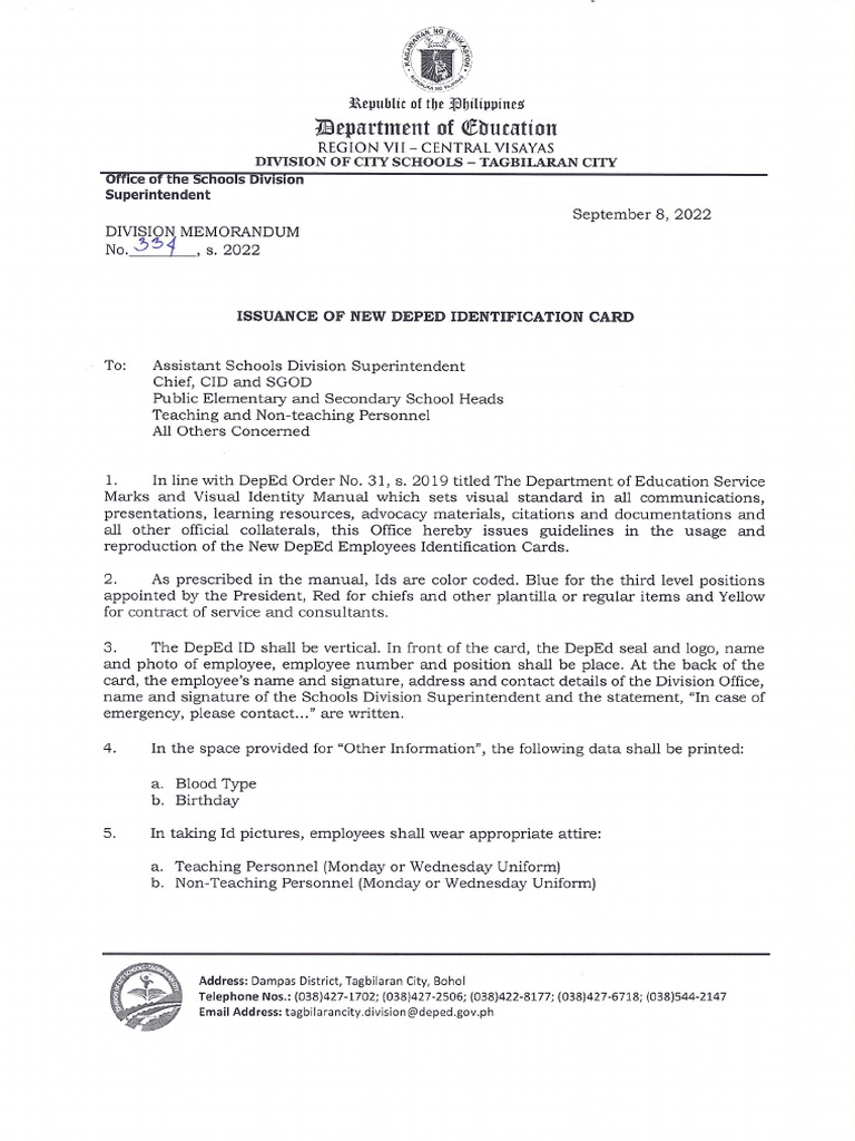 Standard Deped Identification Card Design Visual Identity Depedblank ...