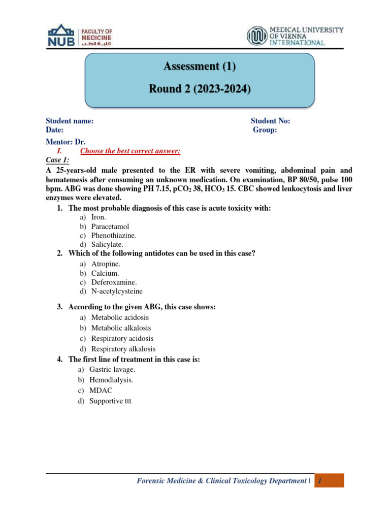 R2 - 1st Assessment | Download Free PDF | Clinical Medicine | Medical ...