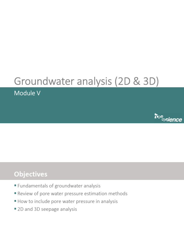 Module 5 - Groundwater Analysis (2D & 3D) | PDF | Aquifer | Soil Mechanics