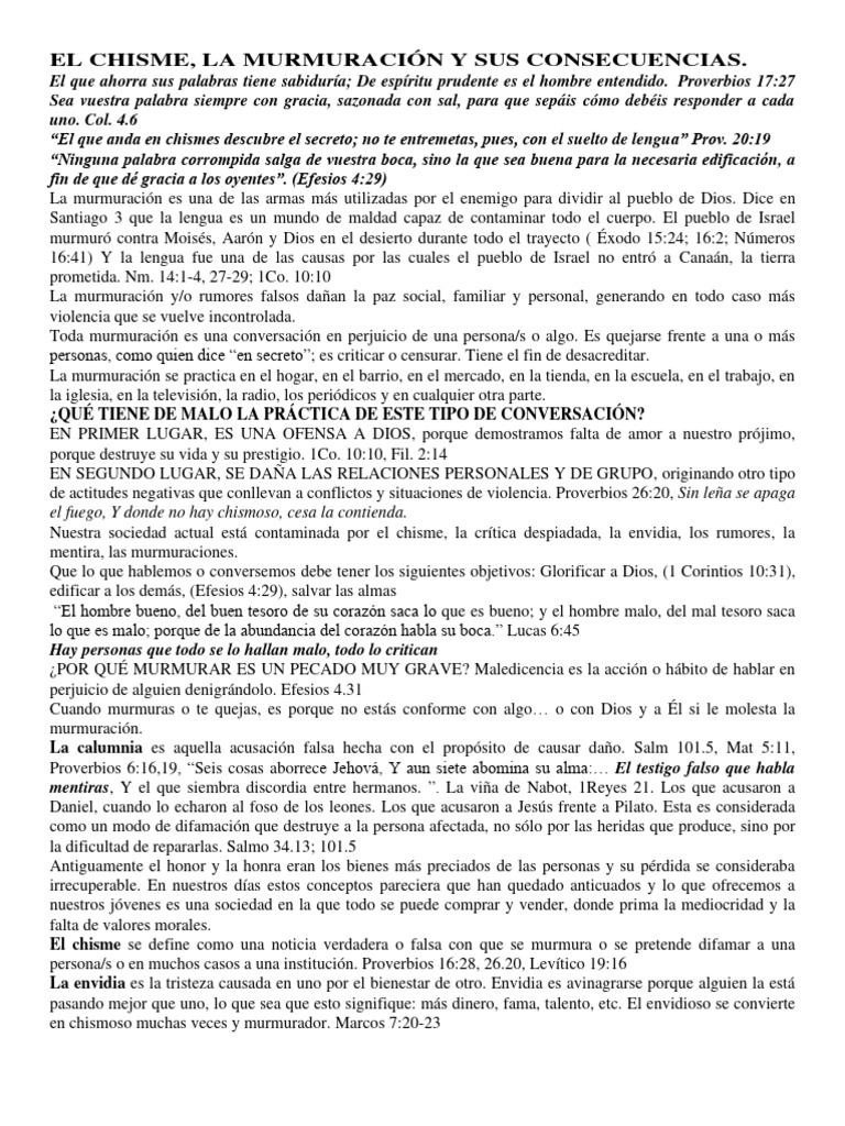 El Chisme y La Murmuracion | PDF | Religión y espiritualidad