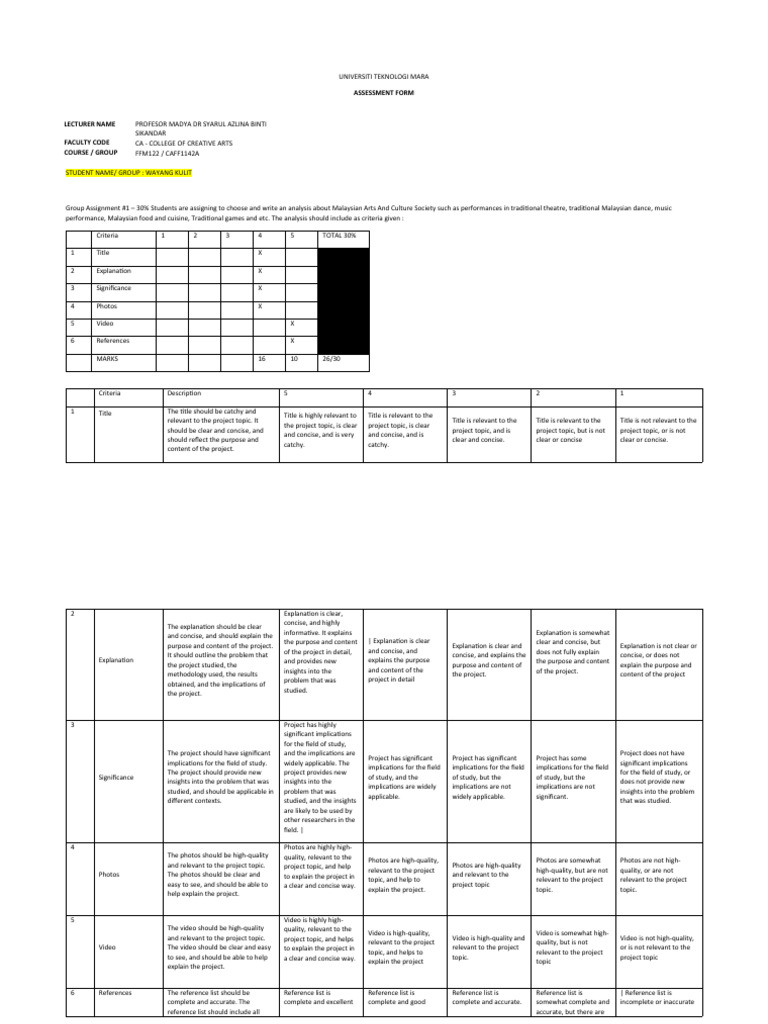 Assesment Form T1 FM122 Diploma | PDF