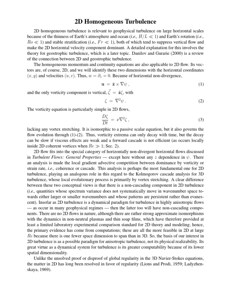 2D - Homogeneous Turbulence Notes | PDF | Turbulence | Vortices