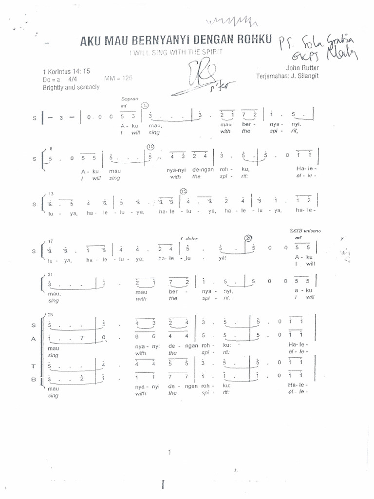 Aku Mau Bernyanyi Dengan Roh Ku | PDF