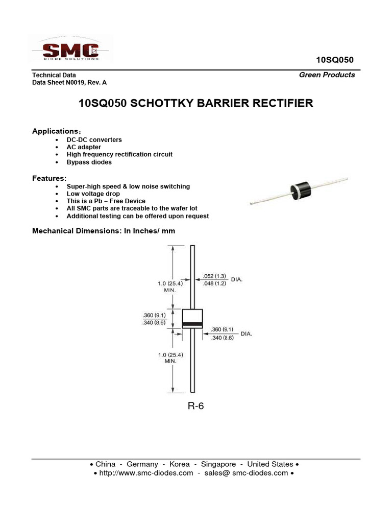 10SQ050 N0019 Rev.a | PDF | Rectifier | Electrical Components