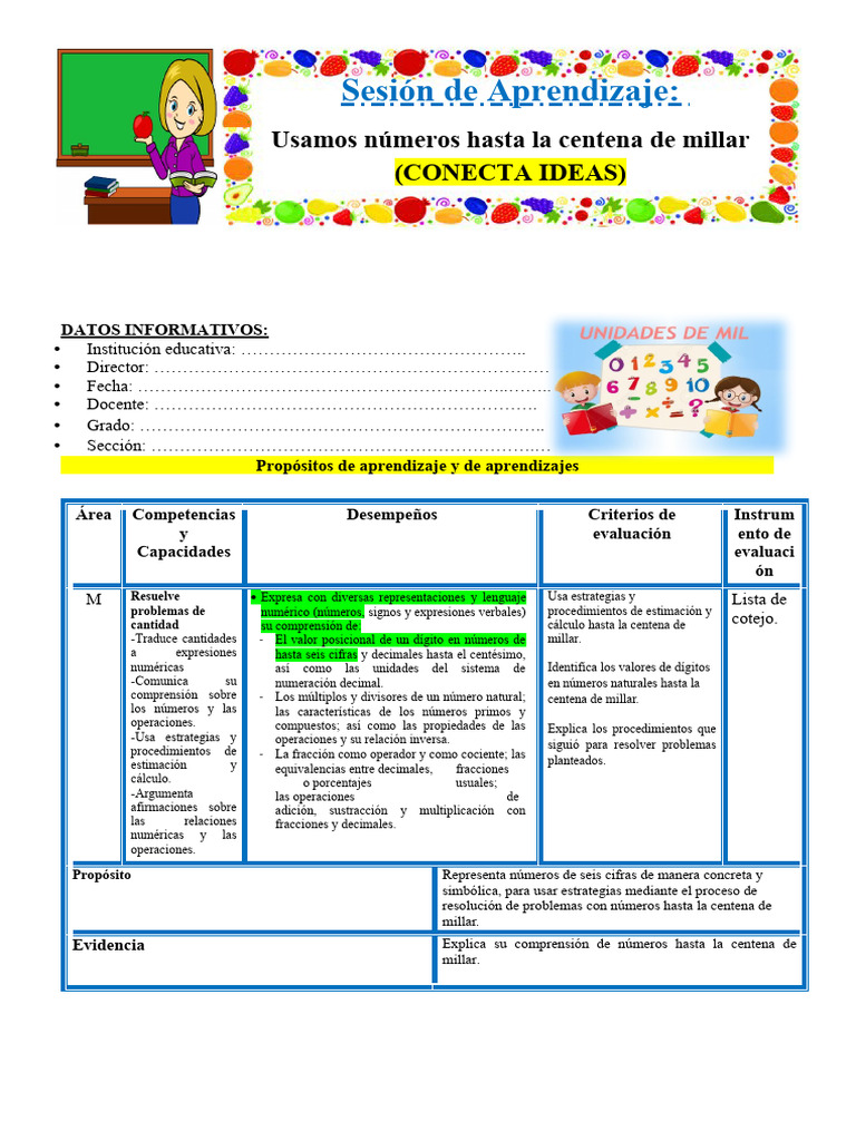 6º Dia 4 Mate Usamos Números Hasta La Centena de Millar | PDF | Decimal ...