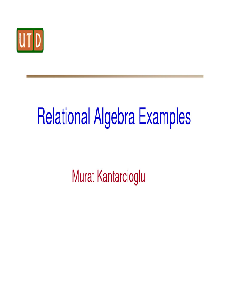 Relational Algebra Examples | PDF | Abstract Algebra | Algebra