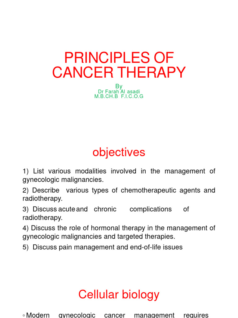 Cancer Therapy Principles Overview | PDF | Radiation Therapy | Chemotherapy