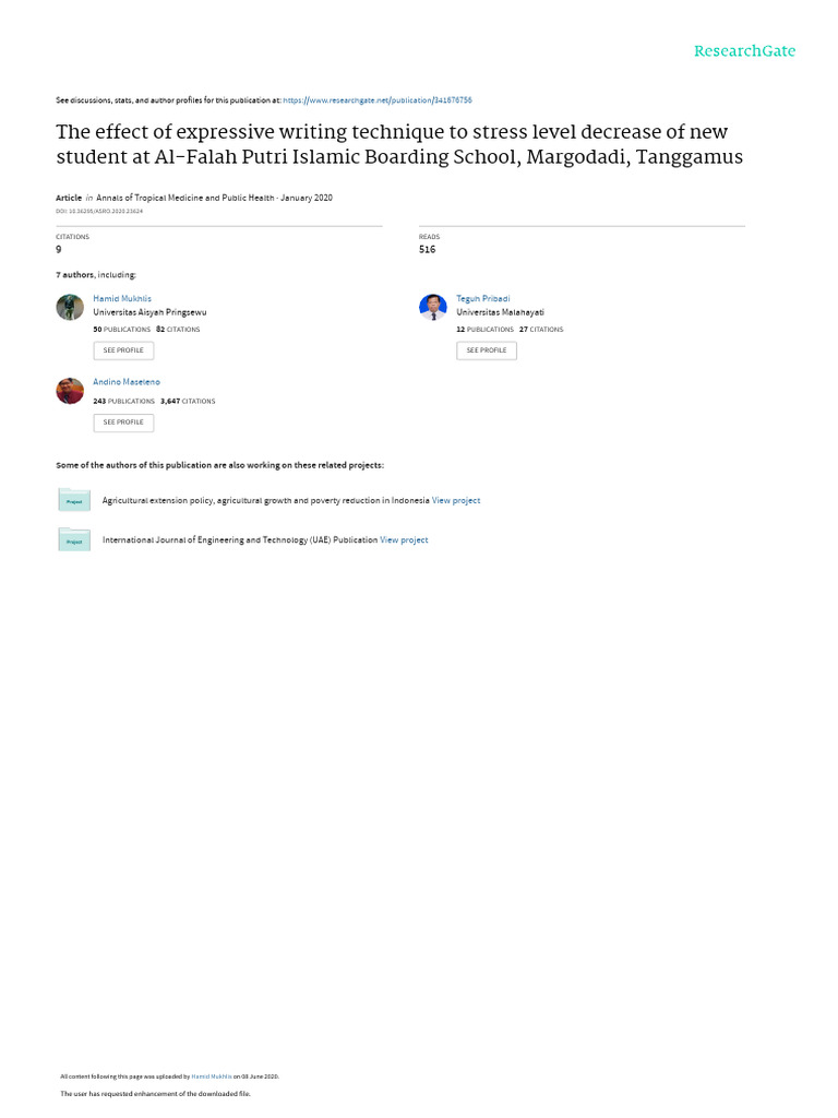 The Effect of Expressive Writing Technique To Stre | PDF | Anxiety ...
