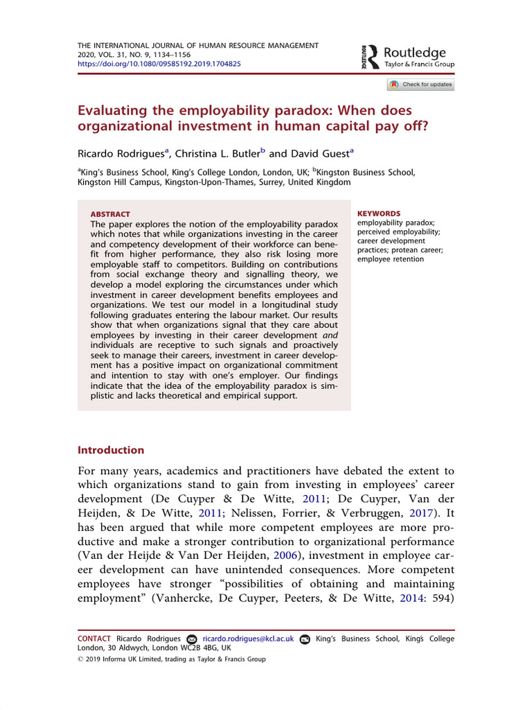 Article4 Employability Paradox 2020 | PDF | Employment | Employee Retention