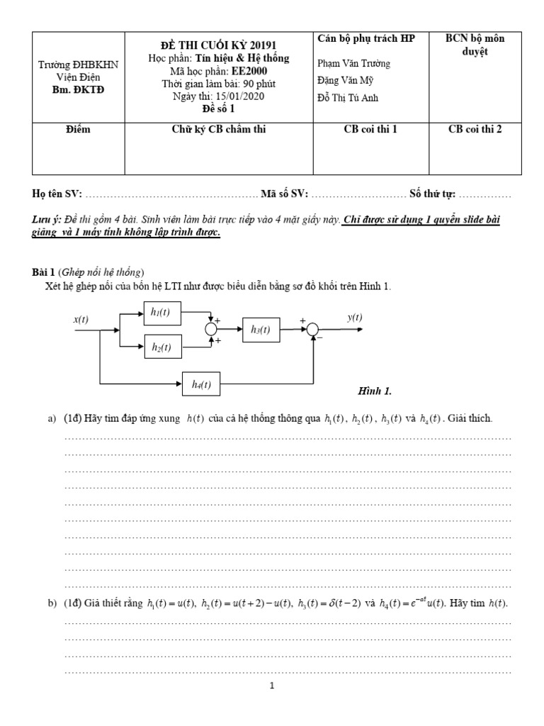 (TH&HT) de Thi Cuoi Ky - 20191 - De1 | PDF