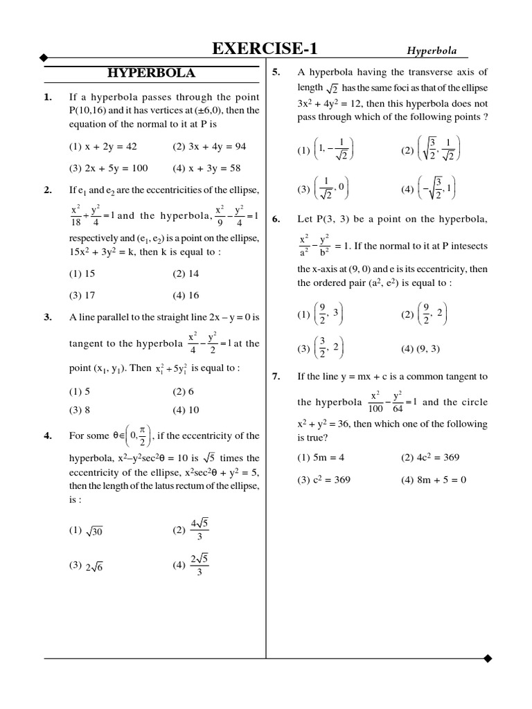 Hyperbola A Obj Pdf Ellipse Differential Geometry