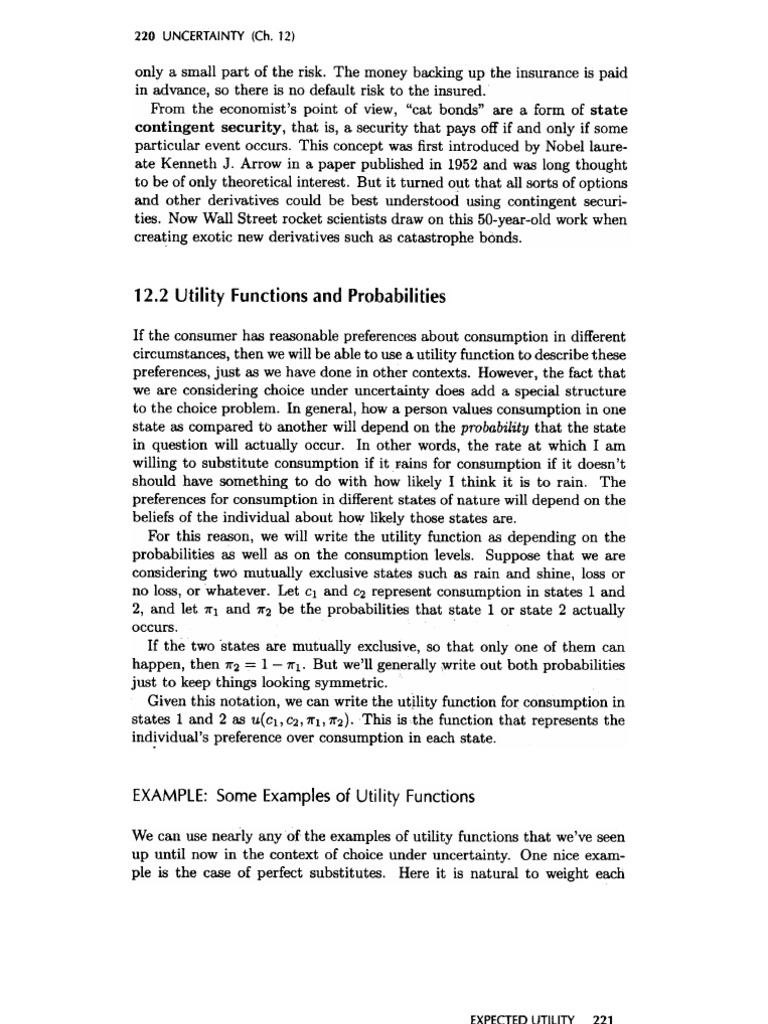 12.2 Utility Functions and Probabilities: 220 UNCERTAINTY (Ch. 12) | PDF | Utility | Risk Aversion