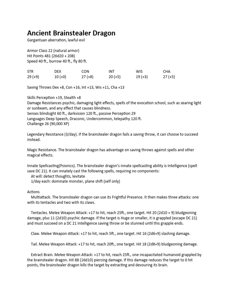 Brainstealer dragon | PDF