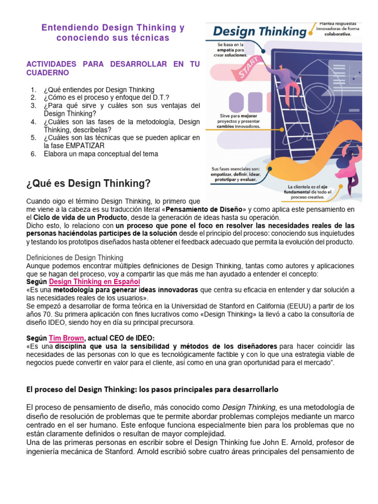 5to Grado Entendiendo Design Thinking y Conociendo Sus Técnicas-1 | PDF | El pensamiento de ...