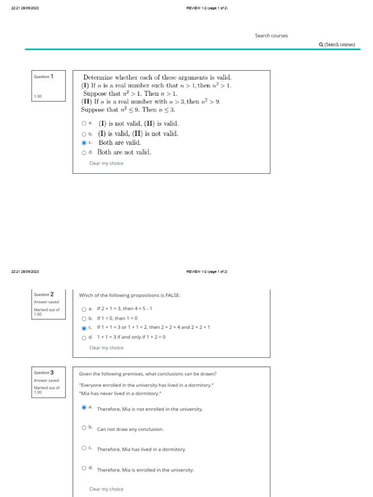 Discrete Math Review Questions | PDF | Functions And Mappings | Mathematical Logic