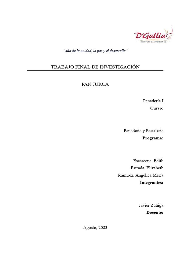 Proceso y Receta del Pan Jurca | PDF | Panes | Alimentos