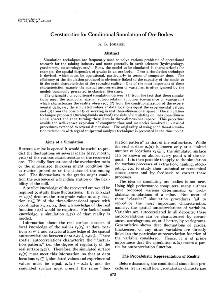 Geostatistics For Conditional Simulation of Ore Bodies | PDF | Applied Mathematics