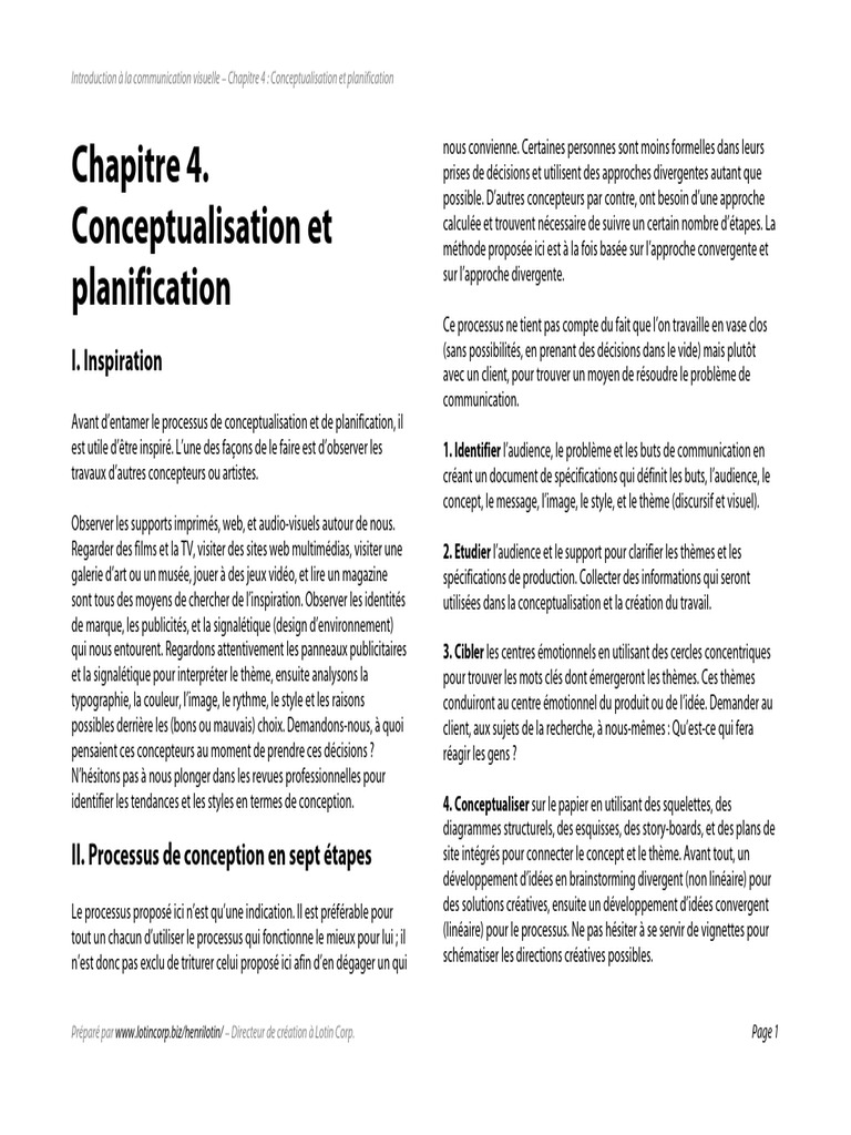 Introduction Communication Visuelle Chapitre 4 Conceptualisation Et Planification | PDF ...