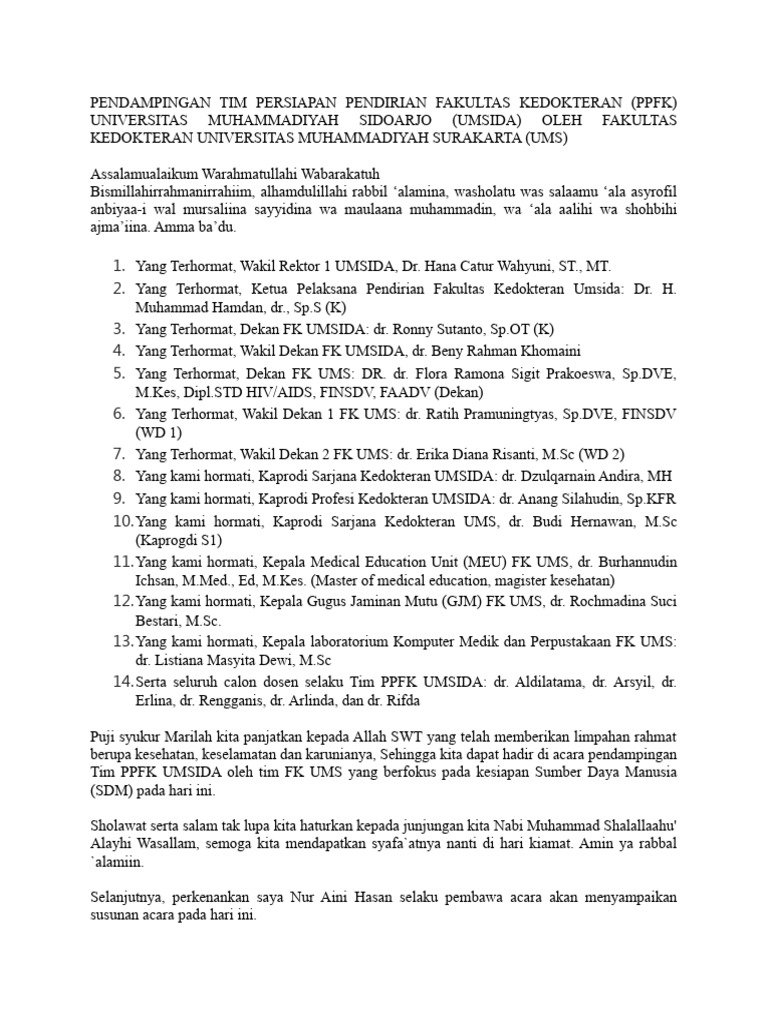 Pendampingan Pendirian FK UMSIDA | PDF