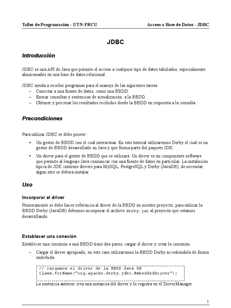 10 - Acceso A Base de Datos - JDBC | PDF | Java (lenguaje de programación) | Bases de datos
