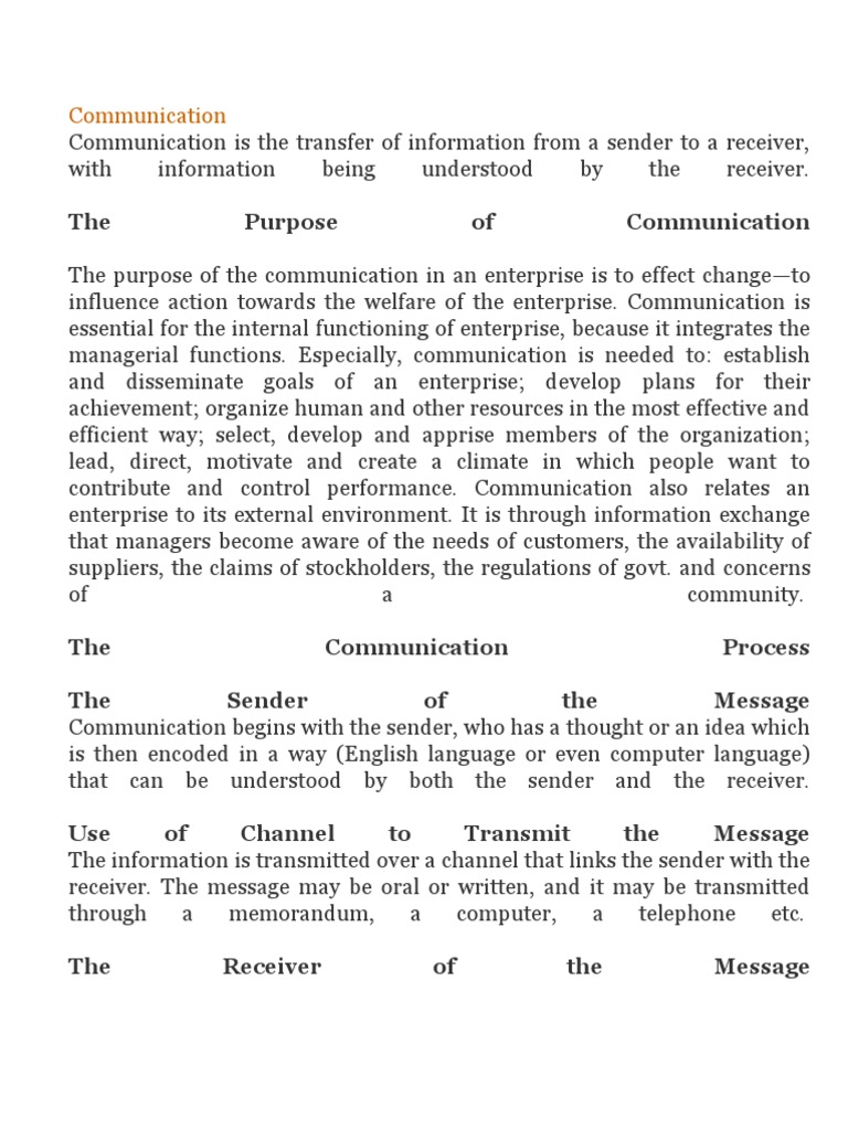 Communication: The Purpose of Communication | PDF | Telecommunication ...
