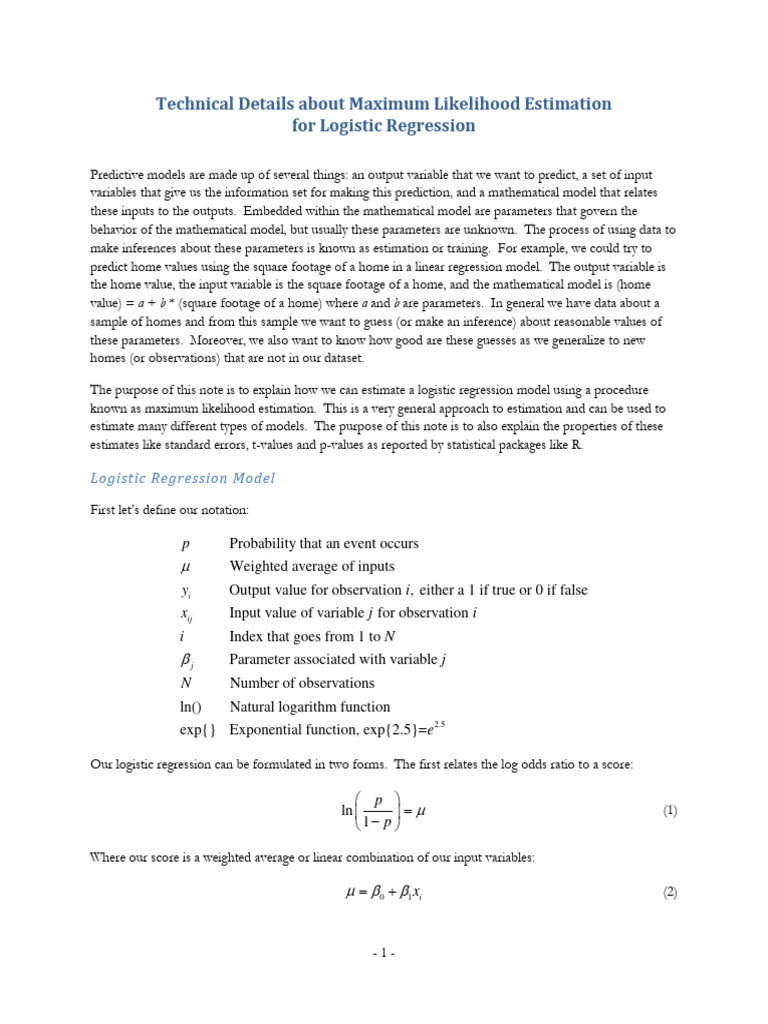 Understanding Maximum Likelihood | PDF | Regression Analysis | Logistic ... Understanding Maximum Likelihood | PDF | Regression Analysis | Logistic ...