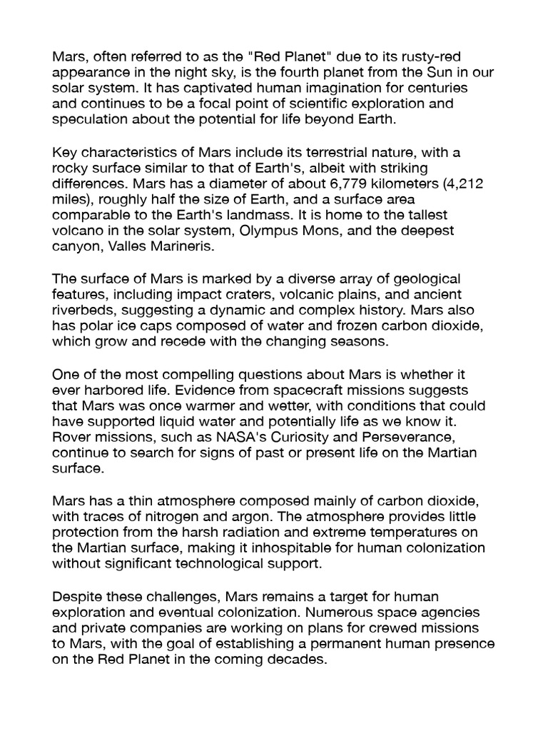 Mars | PDF | Mars | Outer Space