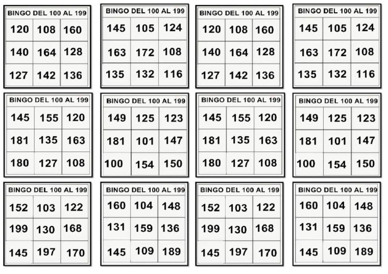 Bingo Cartones Del 100 Al 199 Rel | PDF