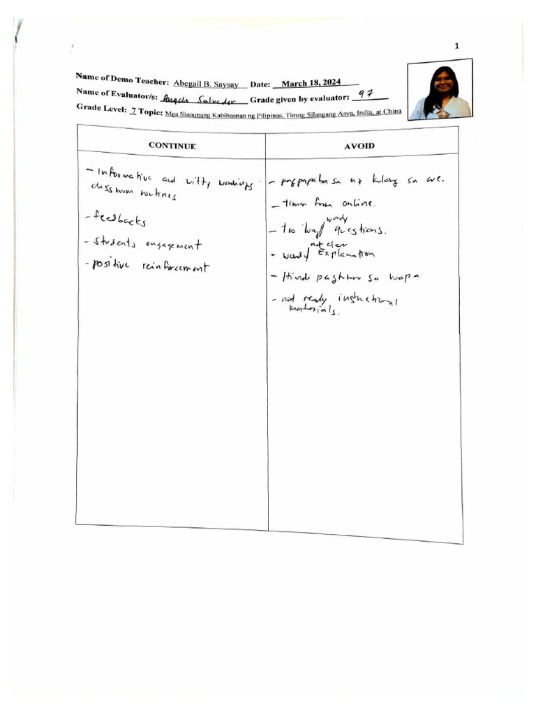 Continue Avoid-Saysay Evaluator 2 | PDF