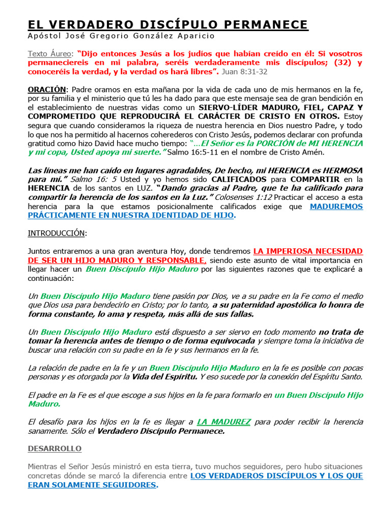 El Verdadero Discípulo Permanece | PDF | Jesús | Juan el apóstol
