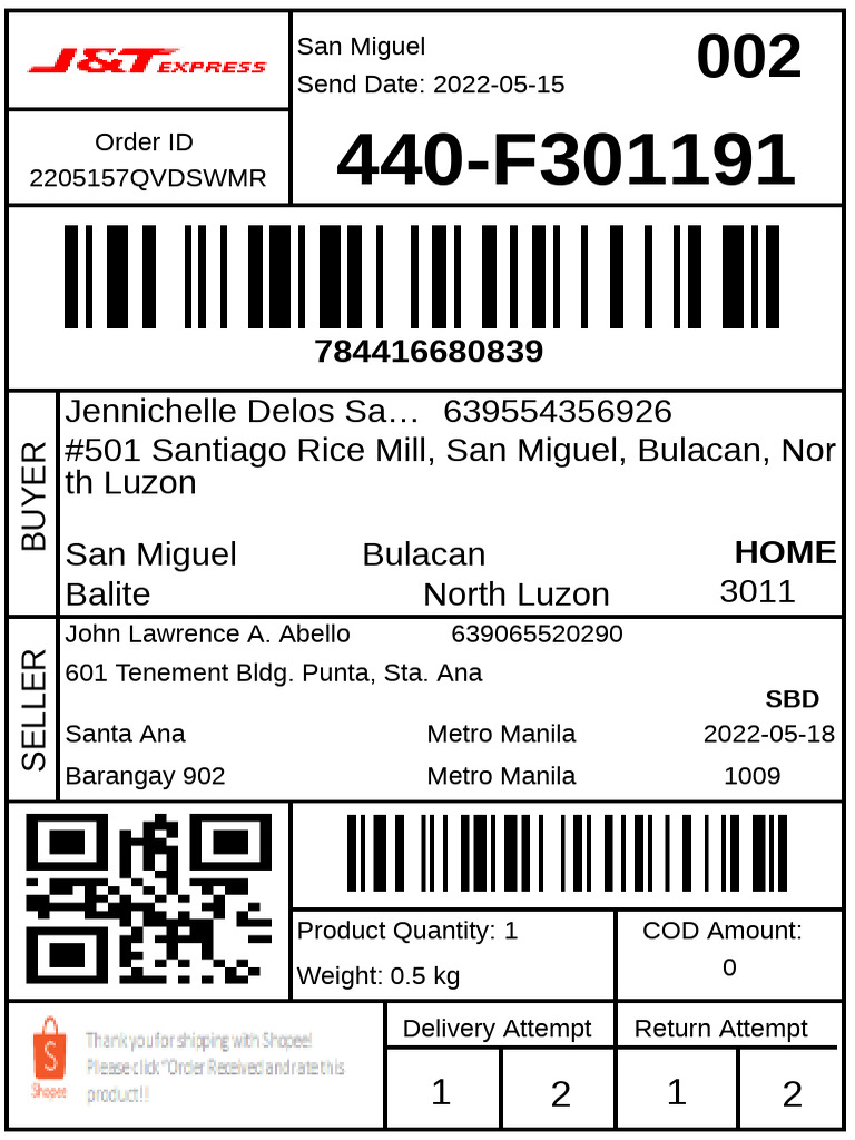 Air Waybill - Standard Local - 1 | PDF