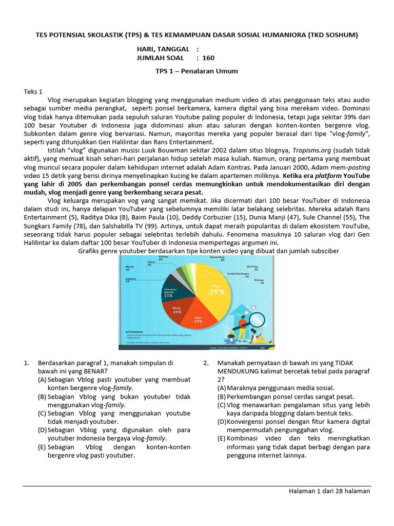 LATIHAN TRY OUT UTBK Soshum | PDF